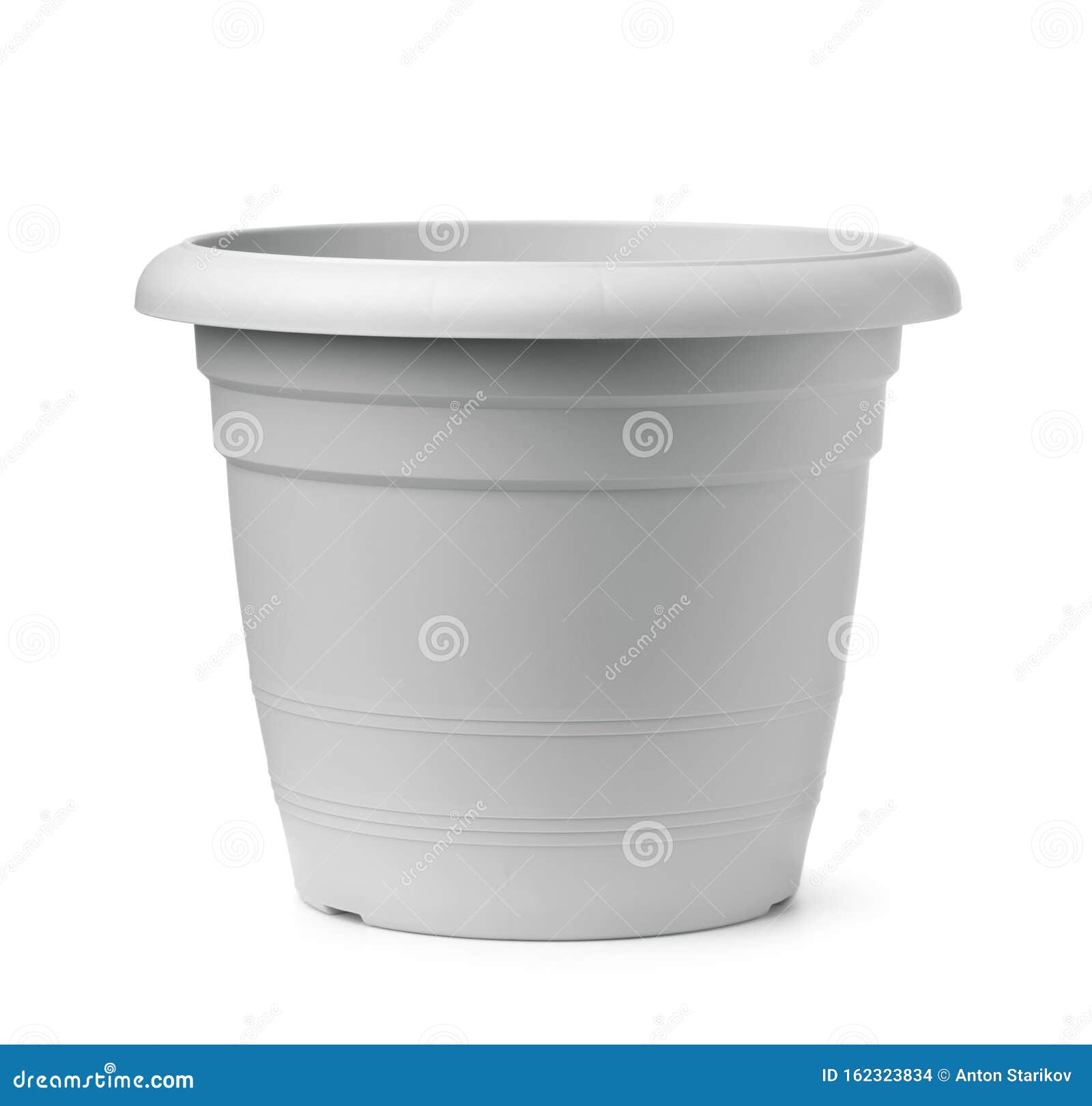 Front View of Gray Plastic Flower Pot Stock Photo - Image of home ...