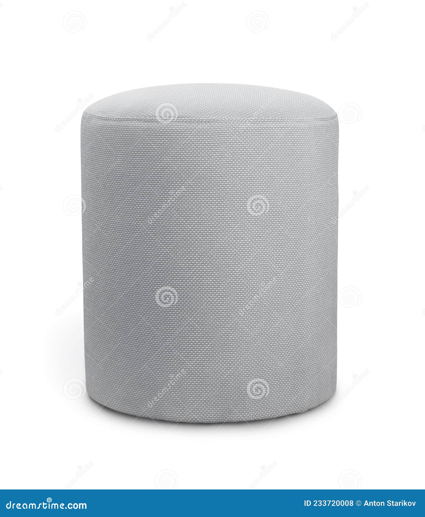Gray round soft pouf stool stock photo. Image of couch - 233720008