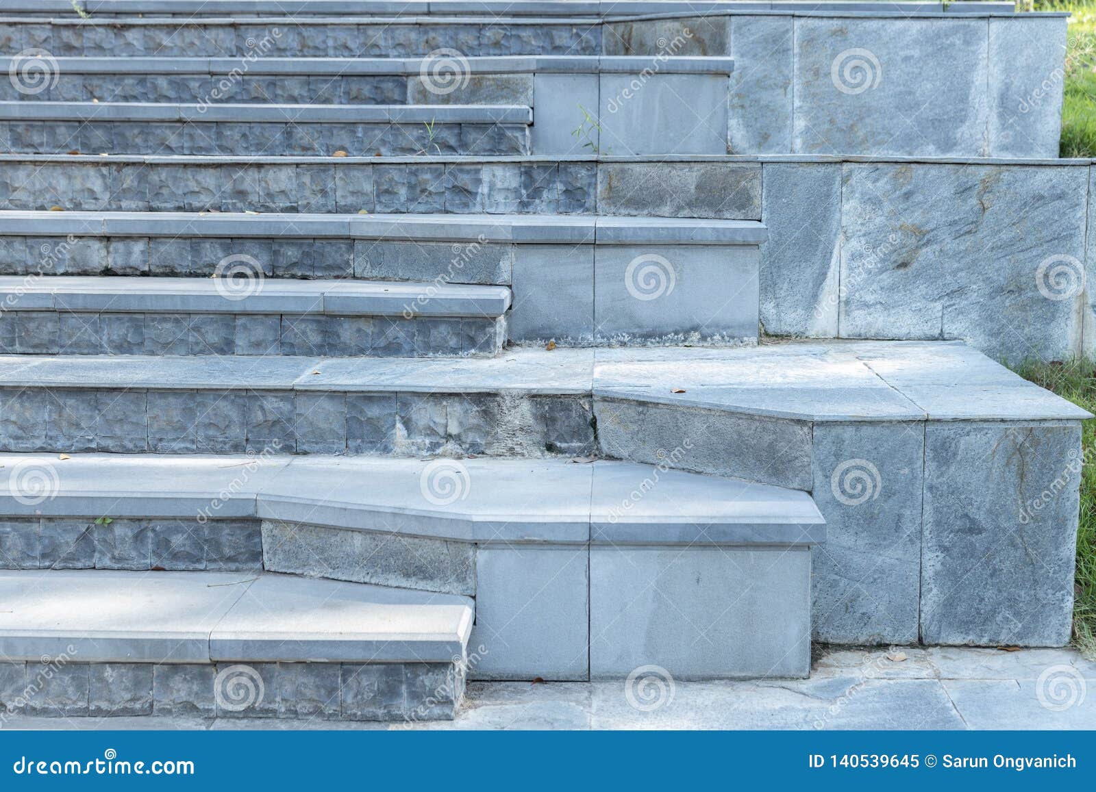 Front View of Gray Steps Stair at Park Stock Image - Image of material ...