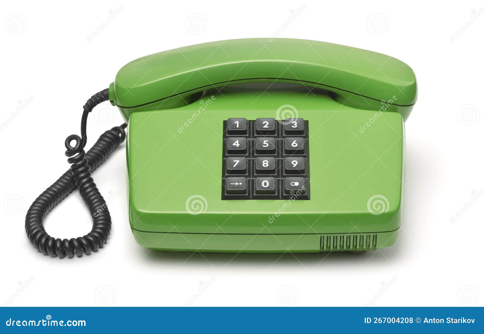 Front View of Green Classic Push-button Landline Phone Stock Photo ...
