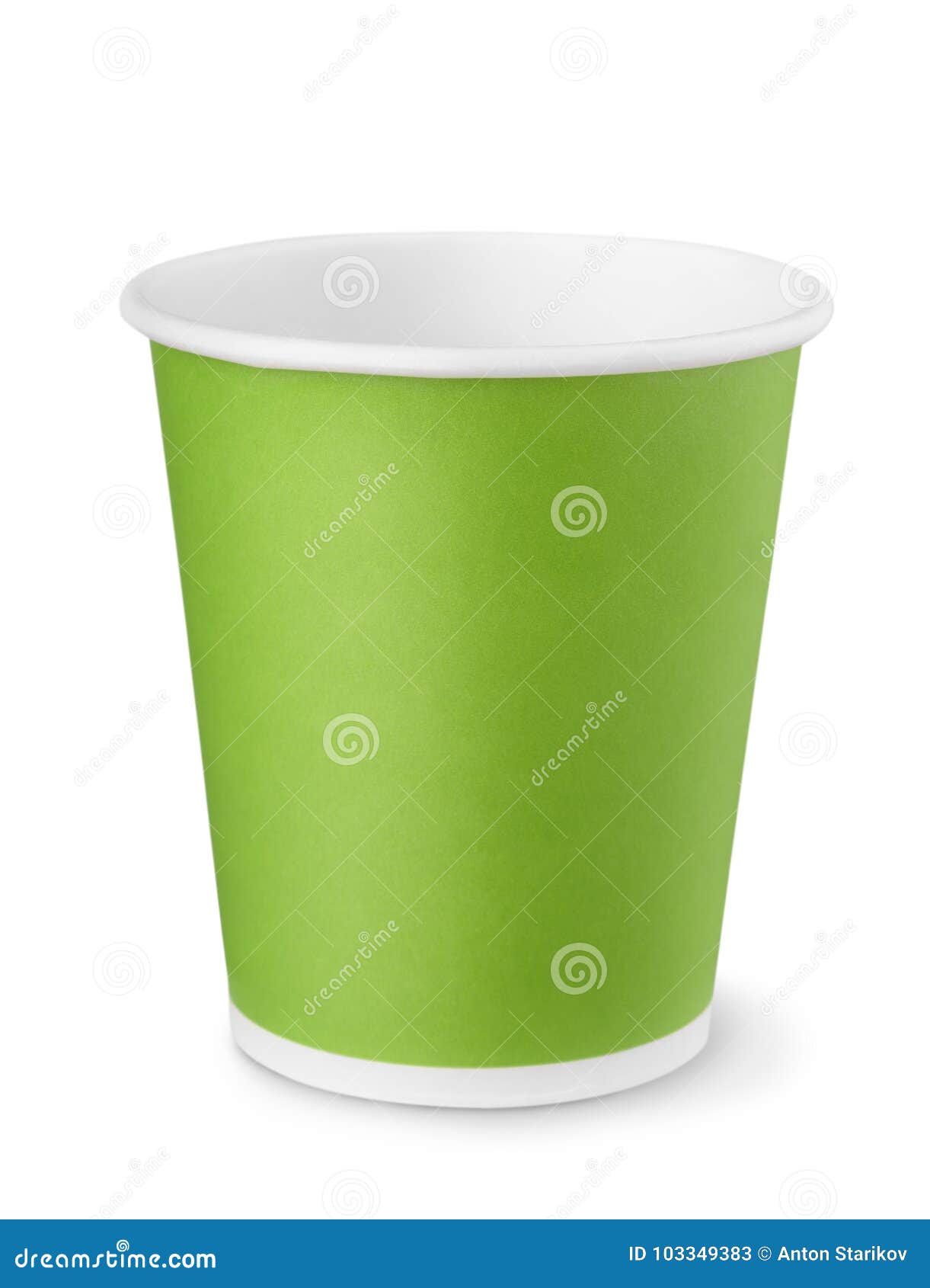 Front View of Green Paper Cup Stock Image - Image of background, single ...