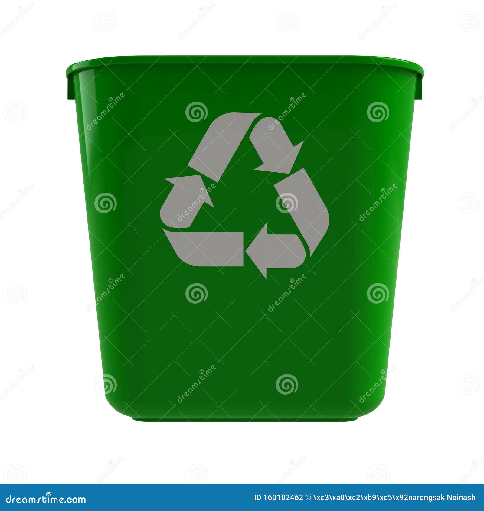 Front View of Green Recycling Bin on a White Background Stock ...