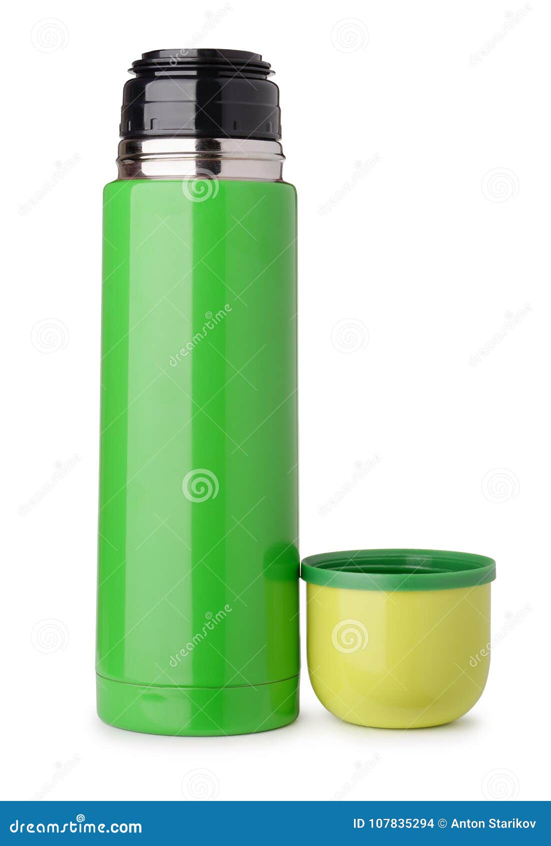 Front View of Green Thermo Flask Stock Photo - Image of portable ...