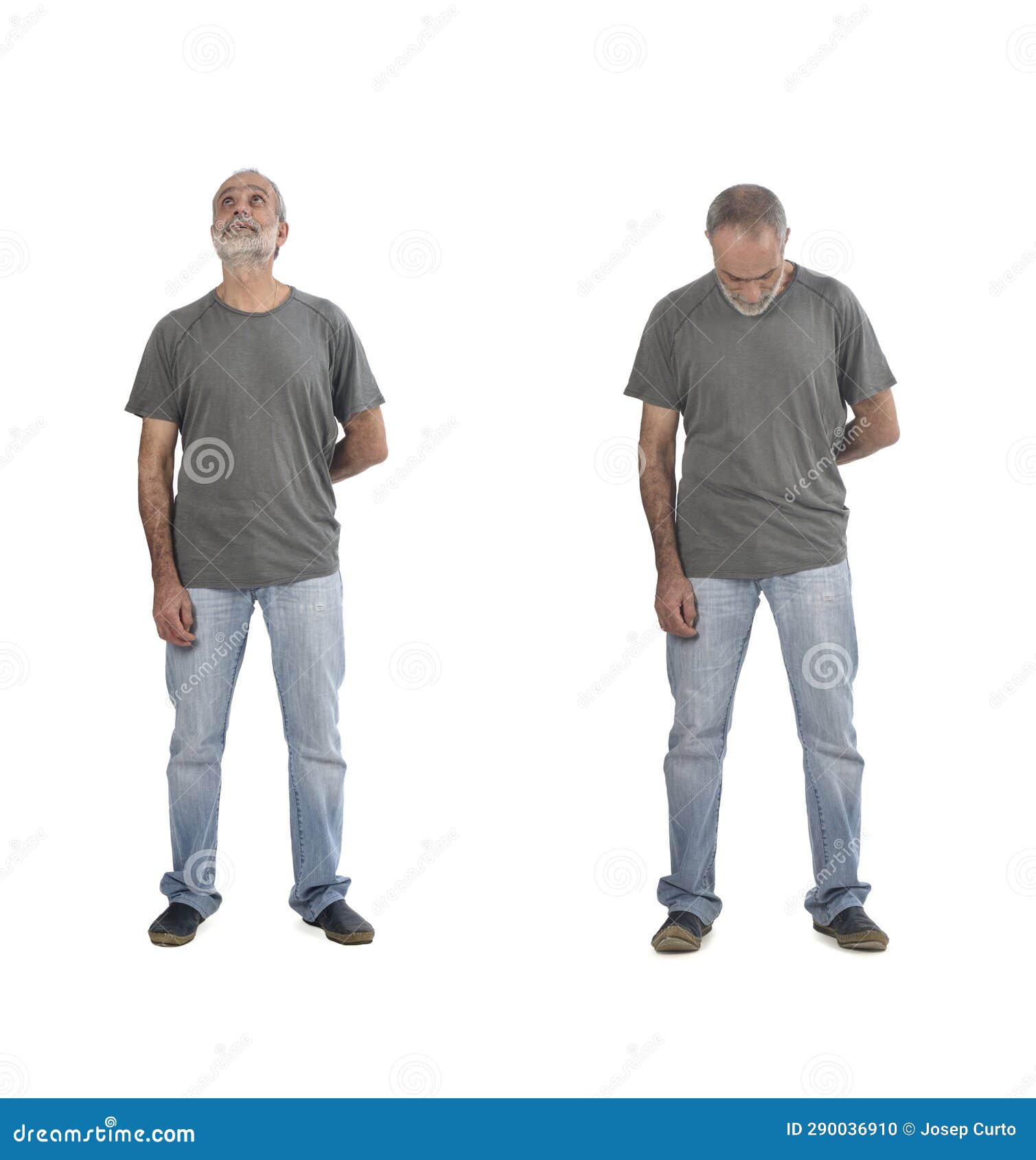 Front View of a Group of Same Looking Up and Looking Stock Photo ...