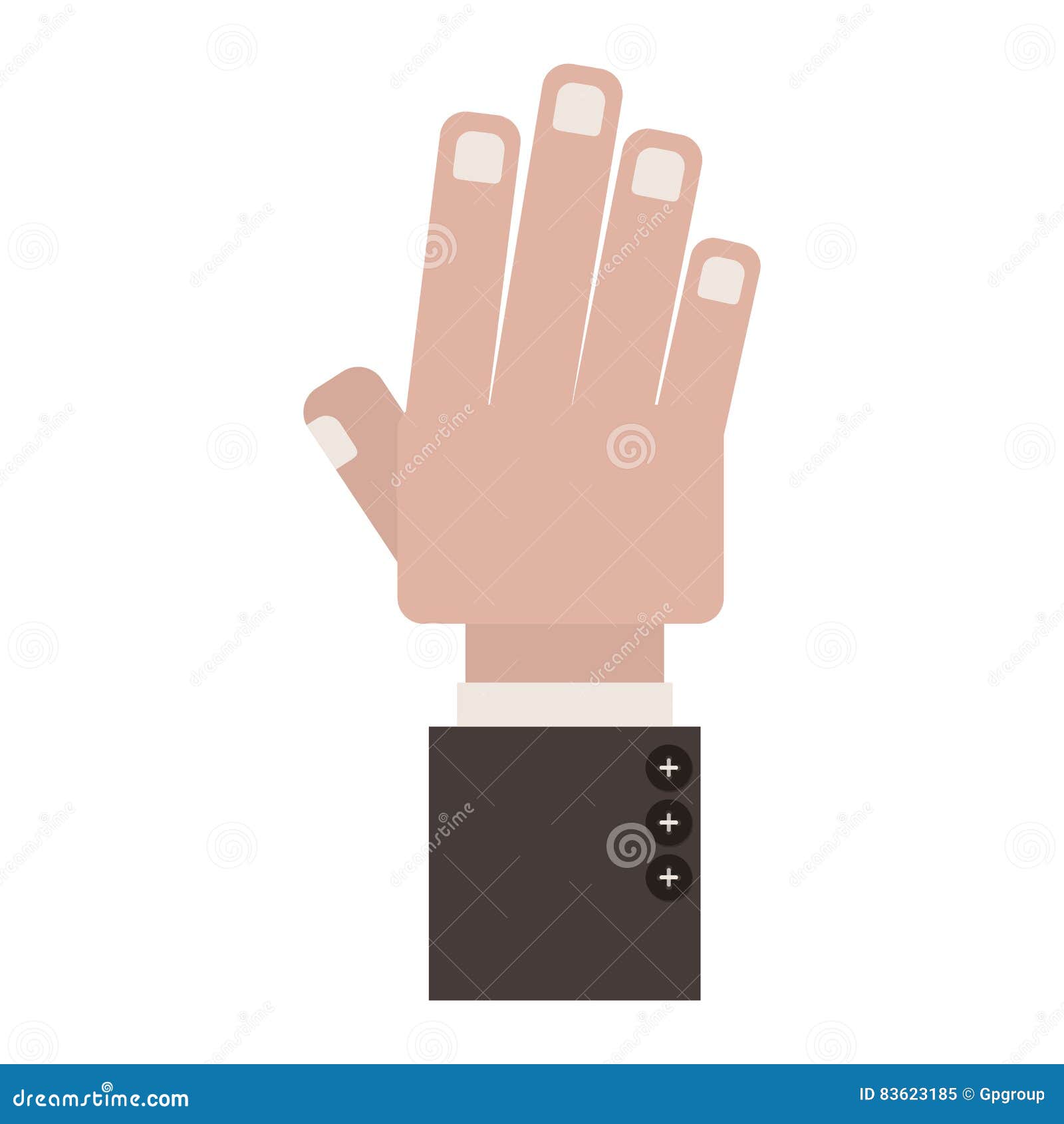 Front View Hand with Side Fingers Stock Vector - Illustration of ...