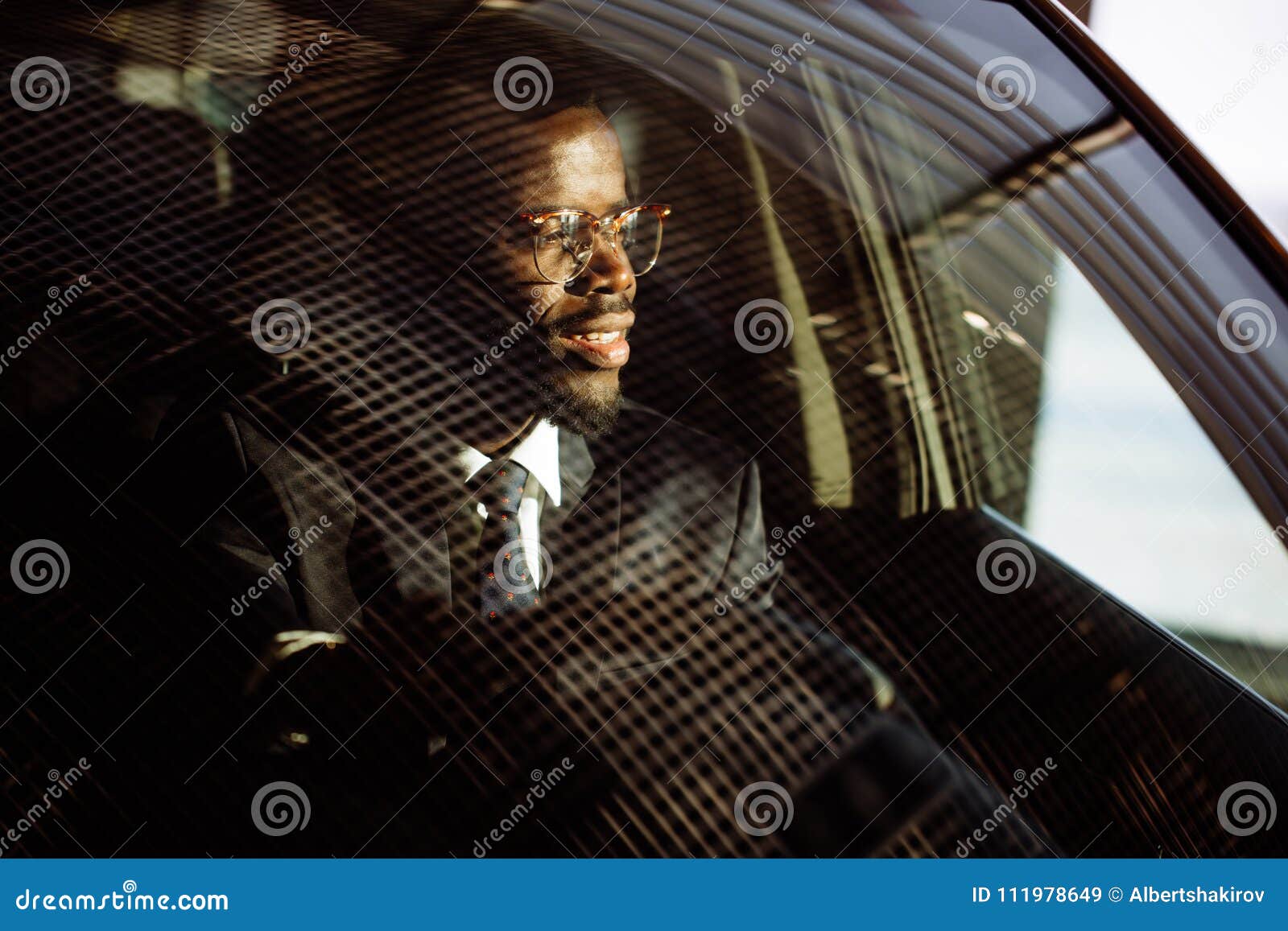 Handsome African Elegant Serious Man Drives a Car Stock Image - Image ...