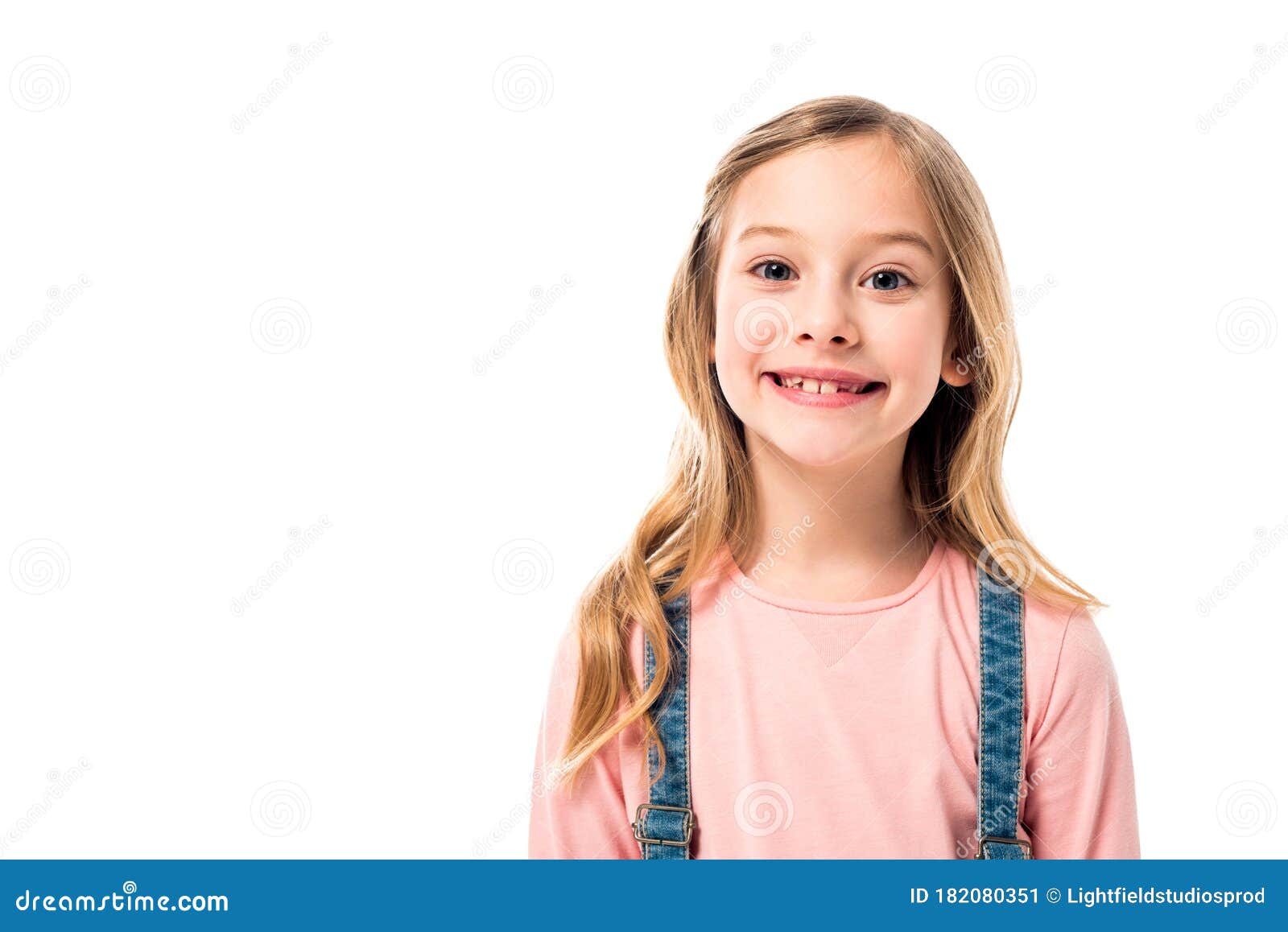 Front View of Happy Smiling Child Isolated on White. Stock Image ...