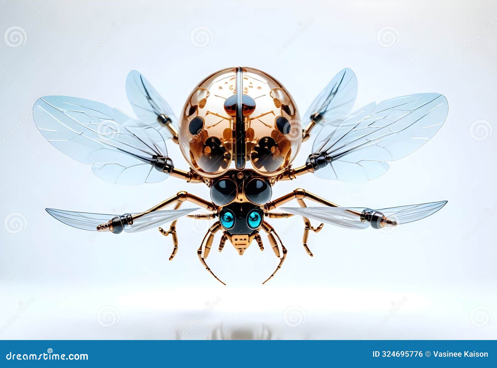 Front View of a High-tech Ladybug, Translucent Wings and Gleaming ...
