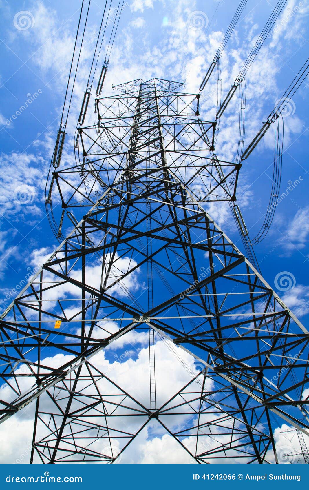 Front View of High Voltage Poles Stock Photo - Image of generation ...