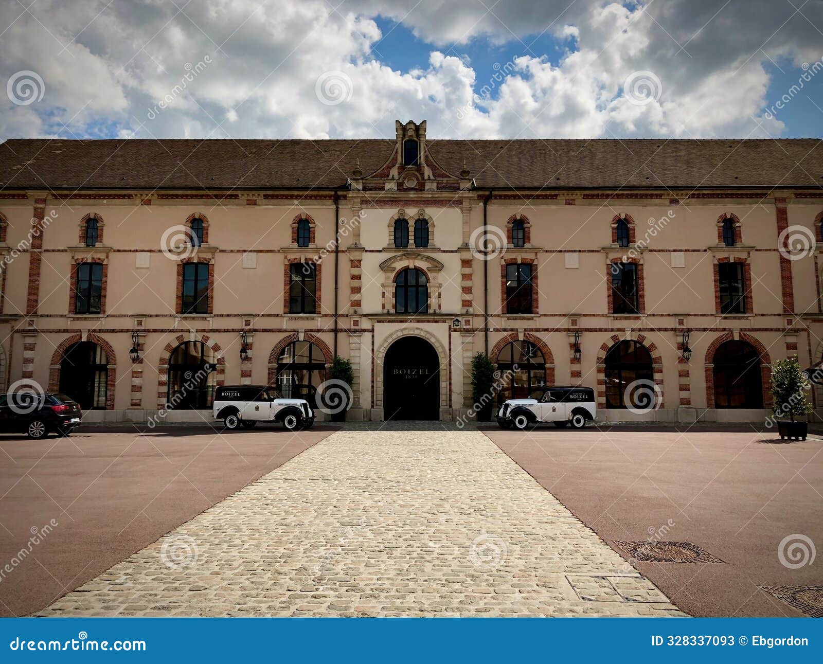 Historic French Building with Cobblestone Path in Eperney Editorial ...