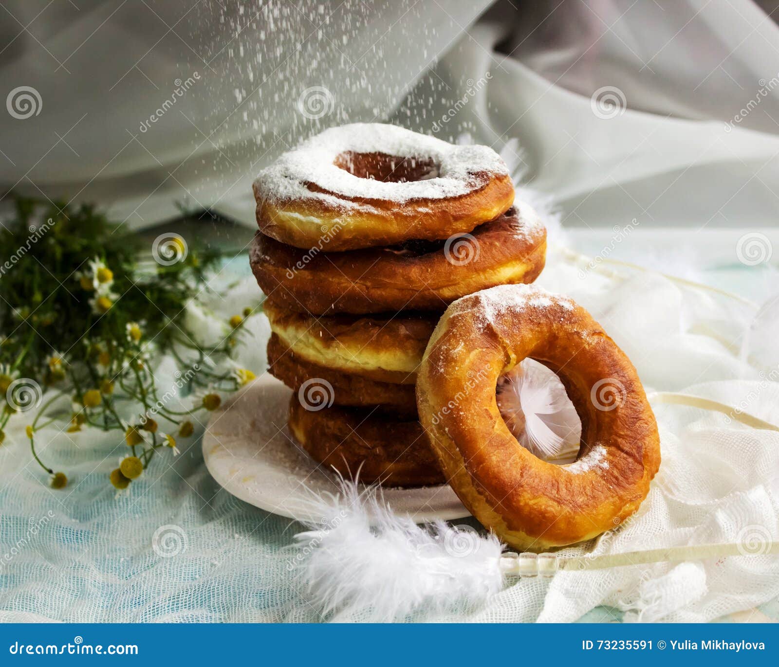 Front View of Homemade Donuts Stock Image - Image of morning, light ...