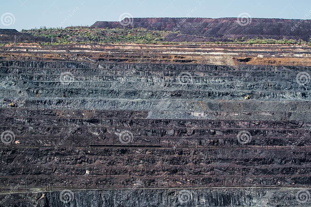 Huge Open Pit Side. Layers of Earth Stock Image - Image of extraction ...