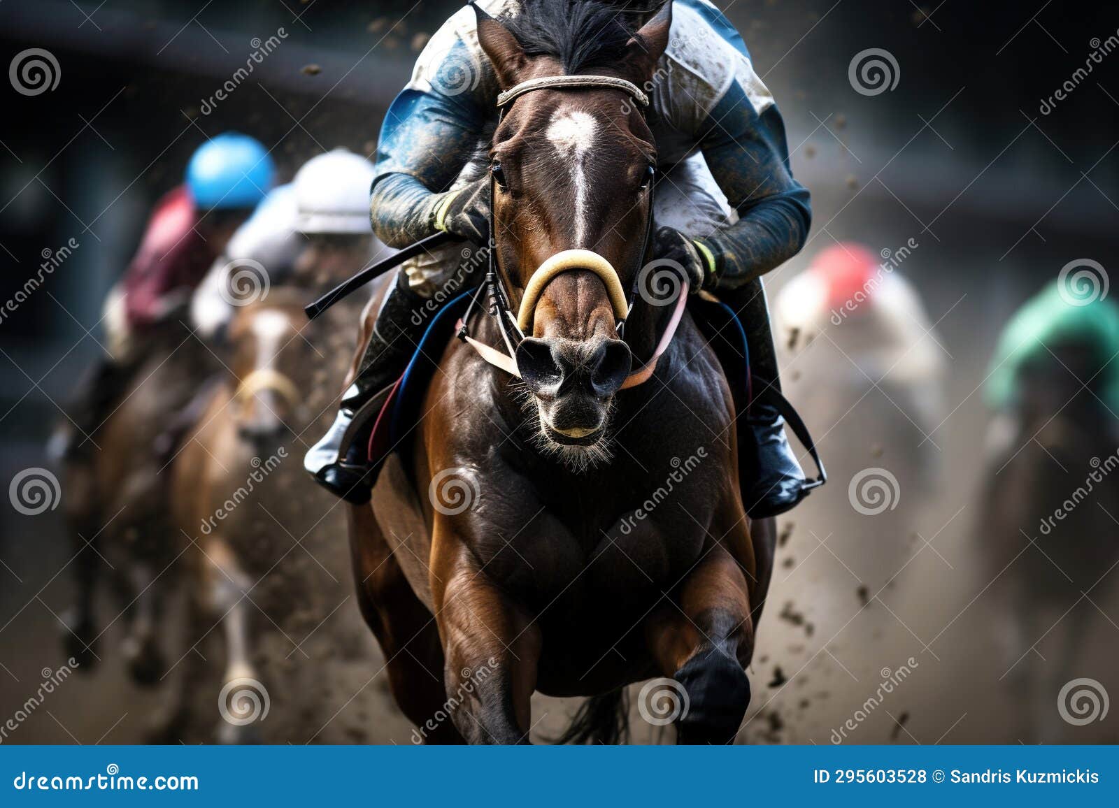 Front View of Horse Racing. Generative AI Stock Illustration ...