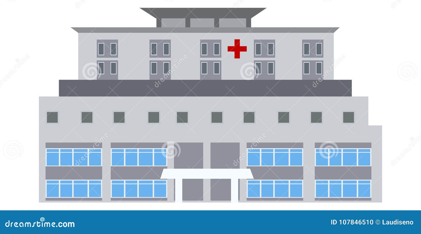 Facade Of Hospital In Thin Line Or Clinic, Hospice Cartoon Vector ...