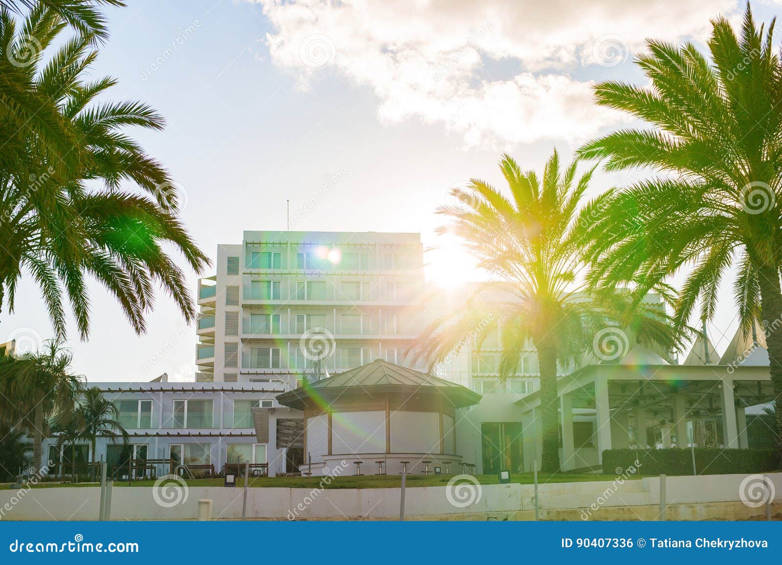 Front View of a Hotel in Evening Sun Stock Photo - Image of home ...