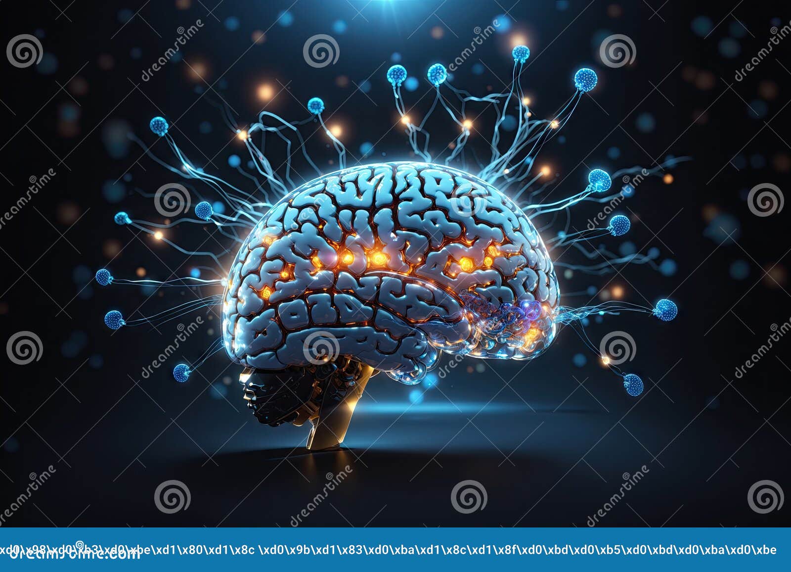 Front View Human Transparent Brain in Action. Ai Generative Stock Image ...