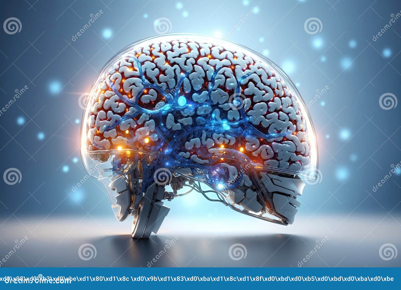 Front View Human Transparent Brain in Action. Ai Generative Stock ...