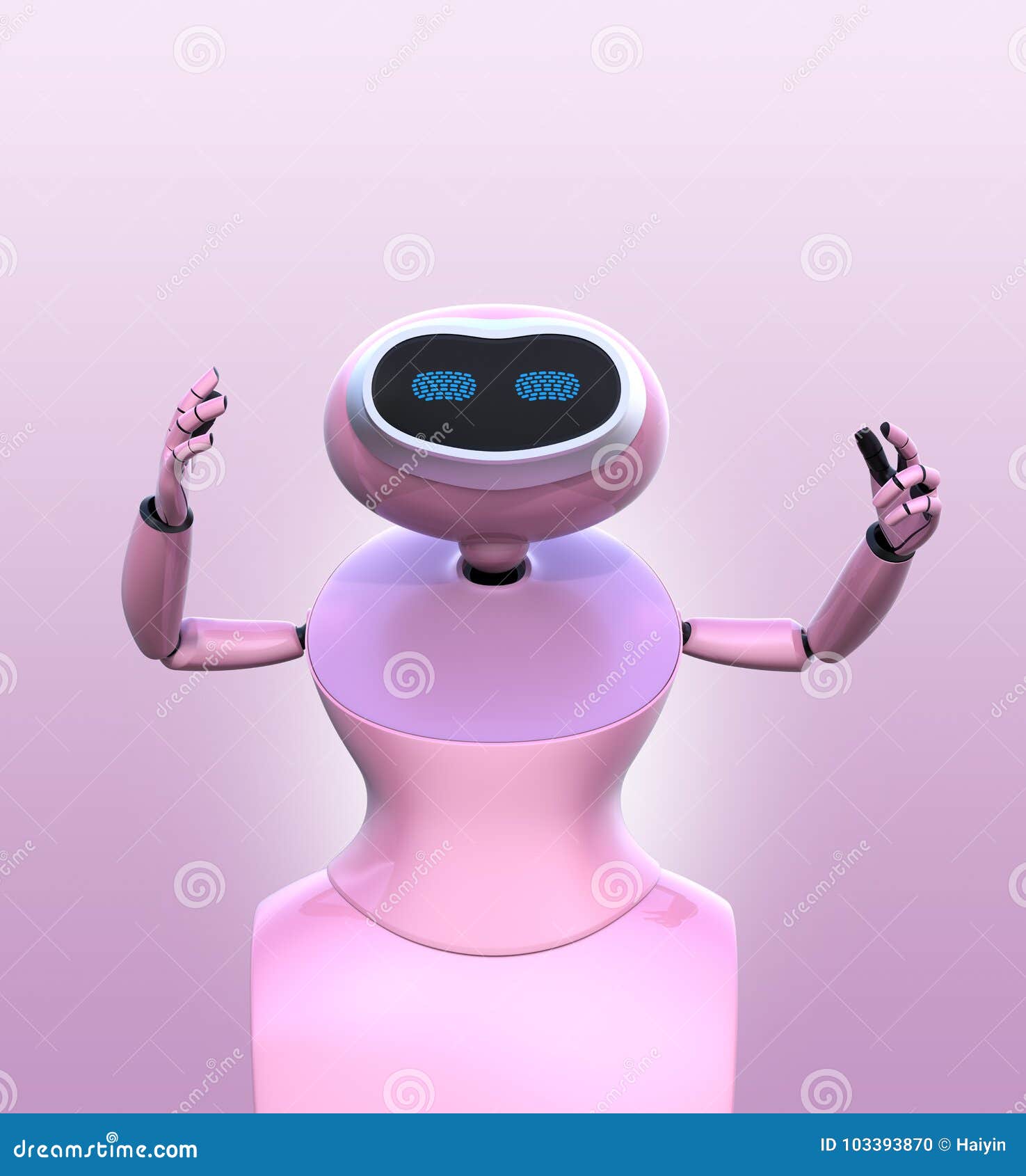 Front View of Humanoid Robot on Pink Background Stock Illustration ...