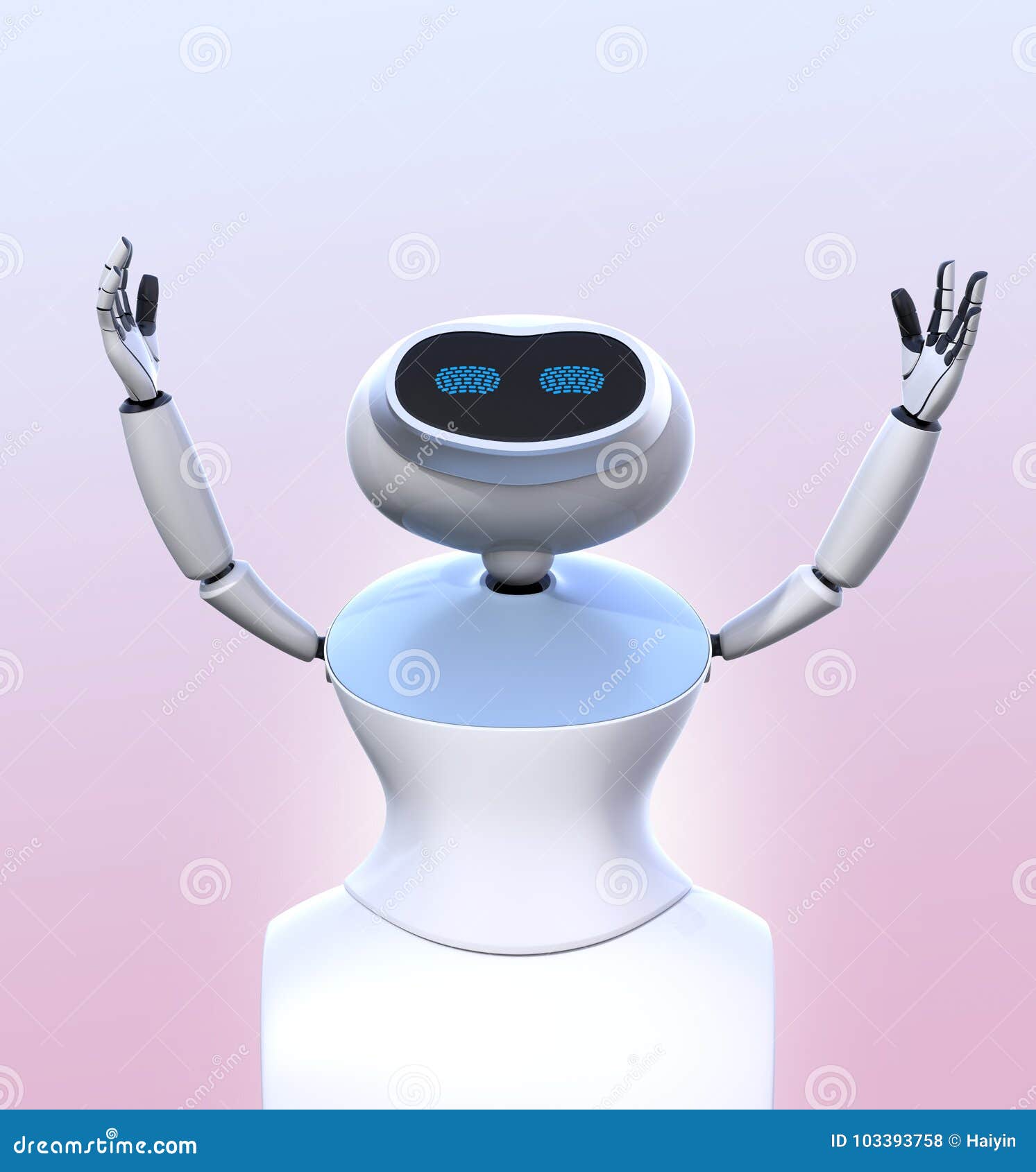 Front View of Humanoid Robot on Pink Background Stock Illustration ...