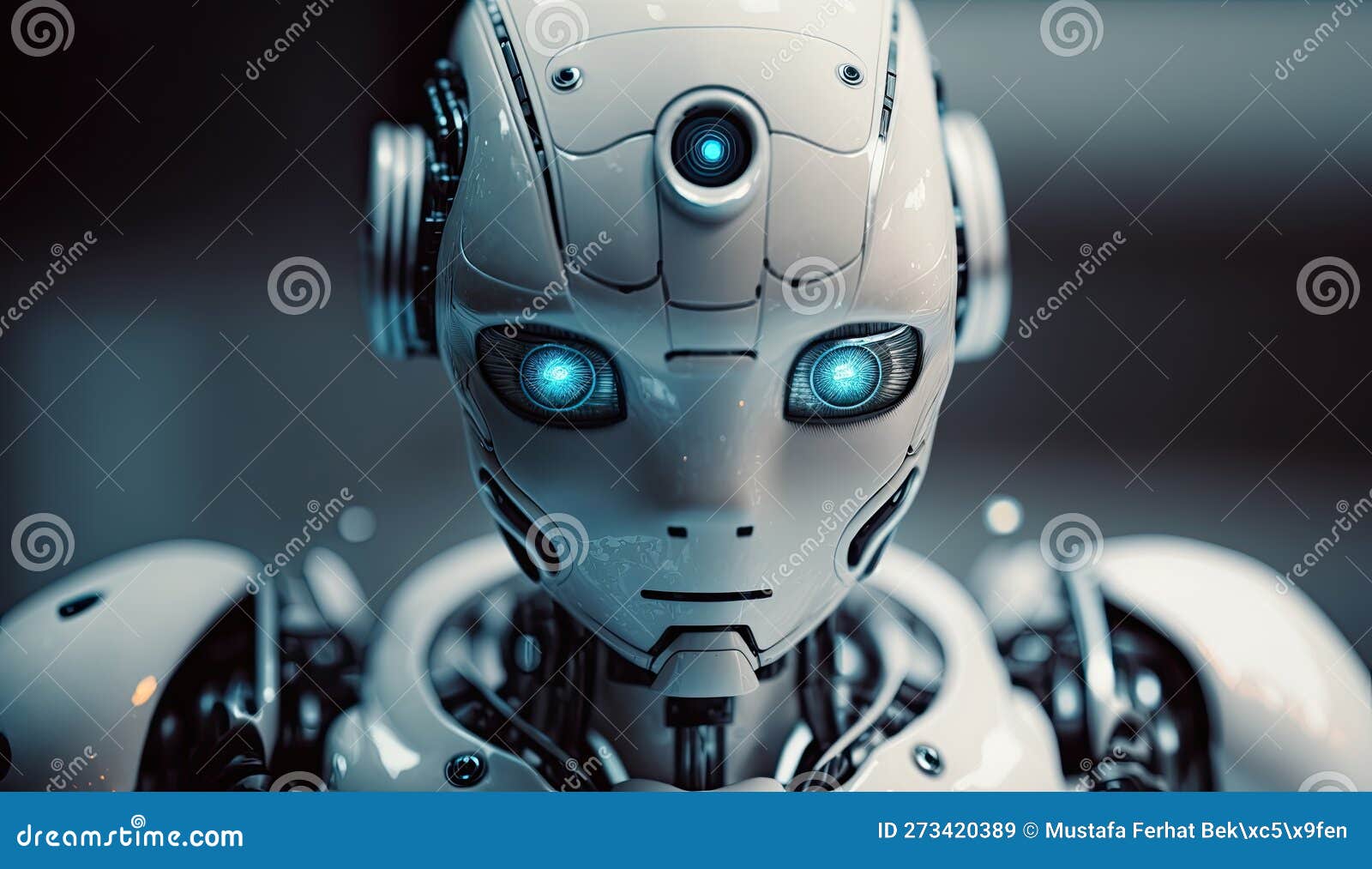 Front View of a Humanoid Robot Representing Futuristic Technology and ...
