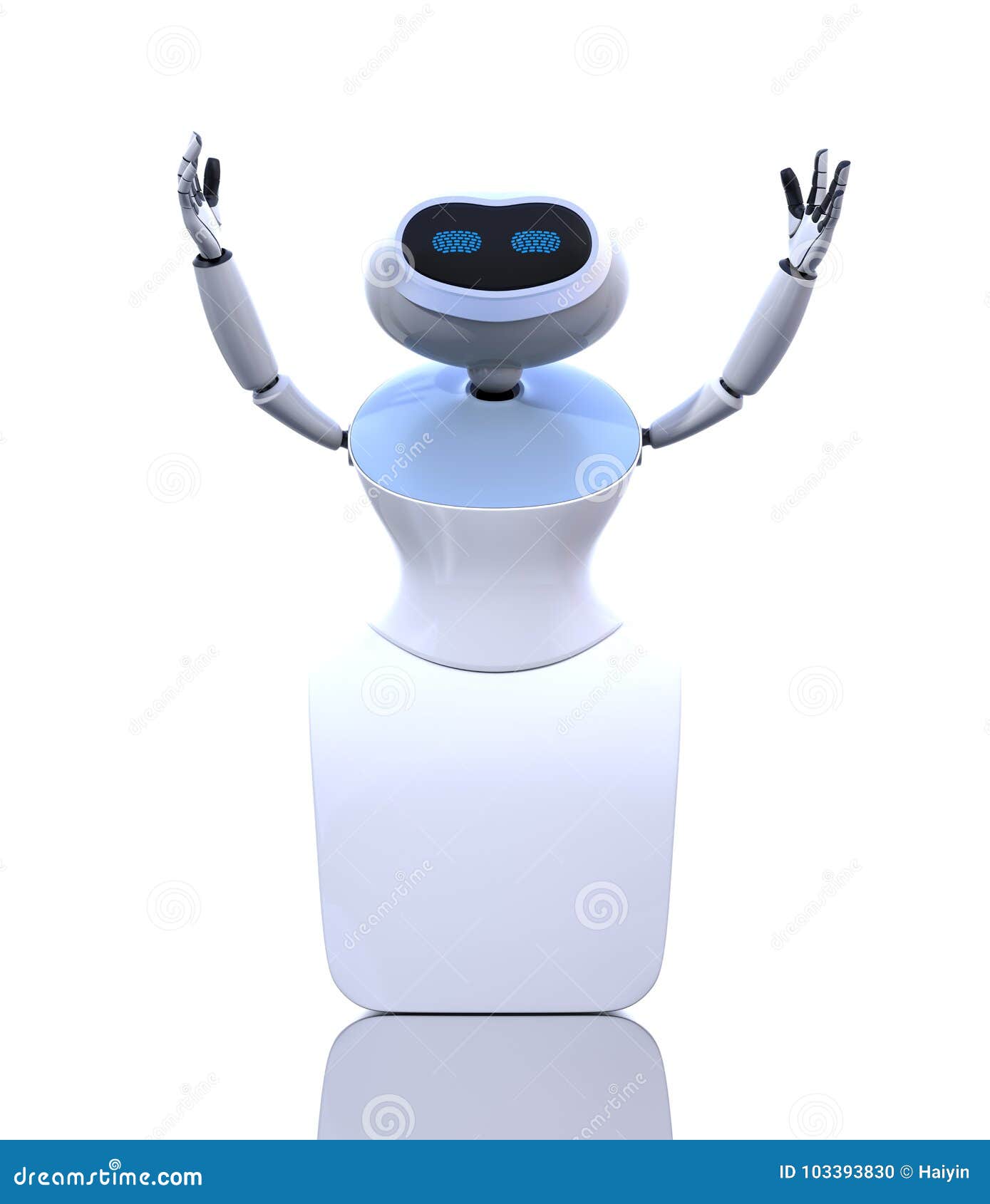 Front View of Humanoid Robot on White Background Stock Illustration ...