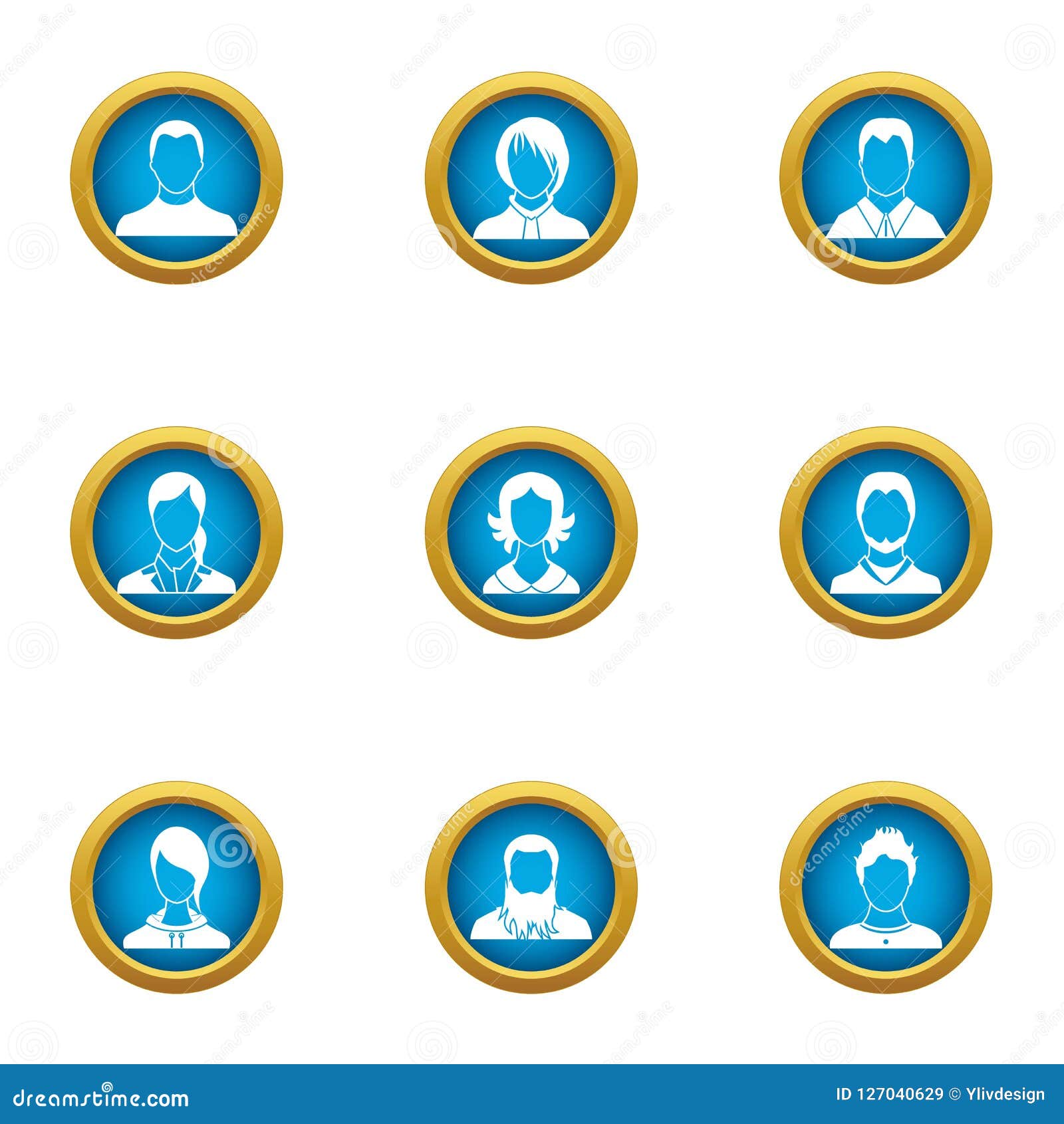 Front View Icons Set, Flat Style Stock Vector - Illustration of curler ...