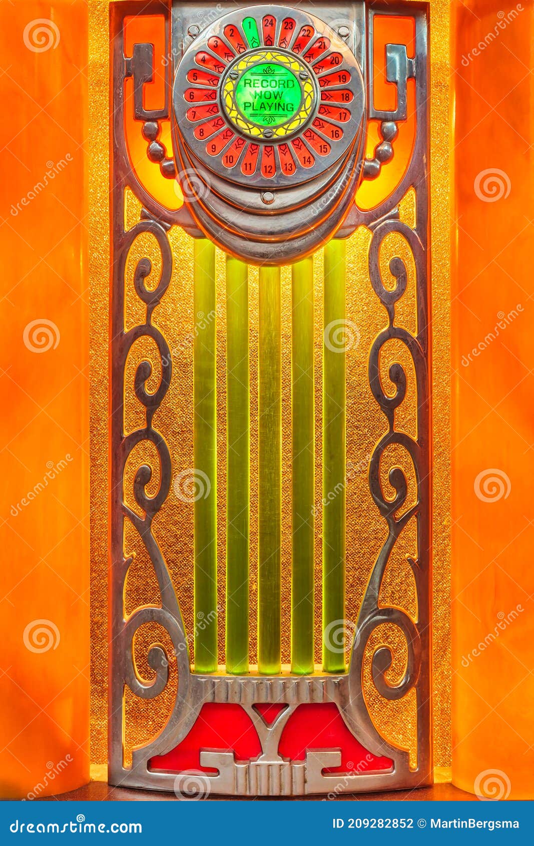 Front View of an Illuminated Fifties Vintage Jukebox Stock Photo ...
