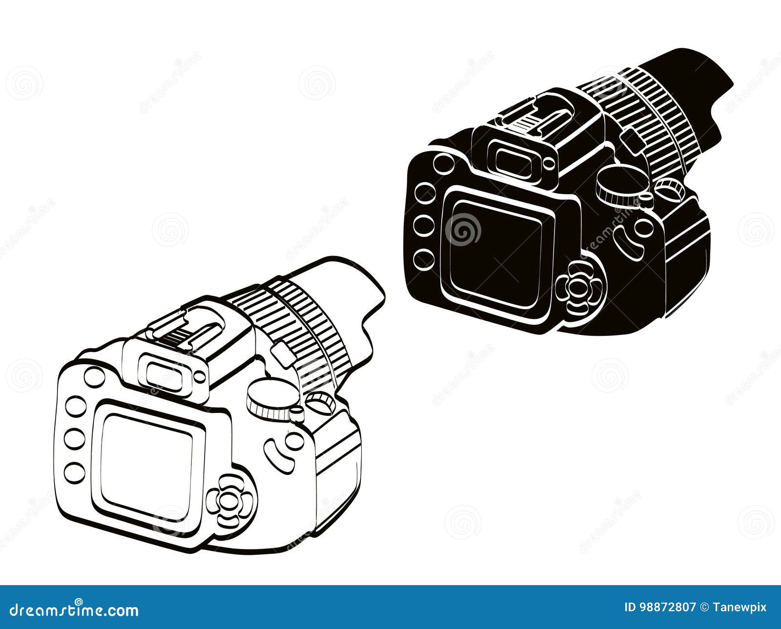 Front View Illustration White and Black Camera Vintage Icon. Stock ...