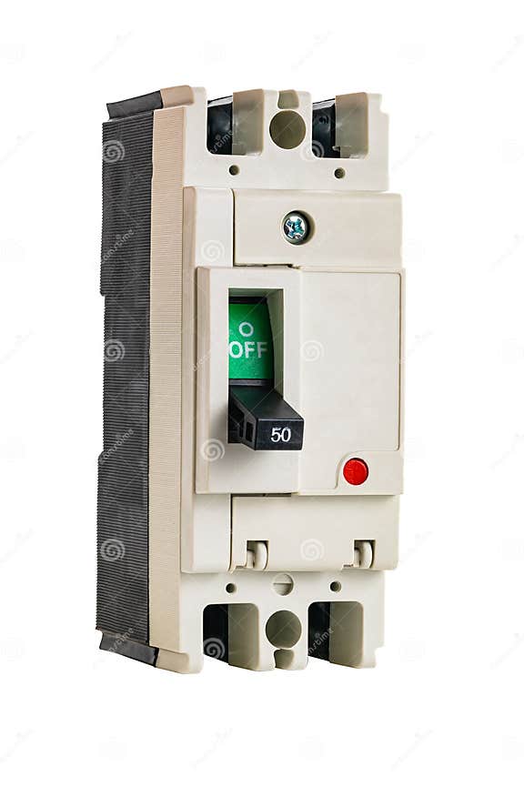 Front View of Interior Automatic Circuit Breaker Isolated on White ...