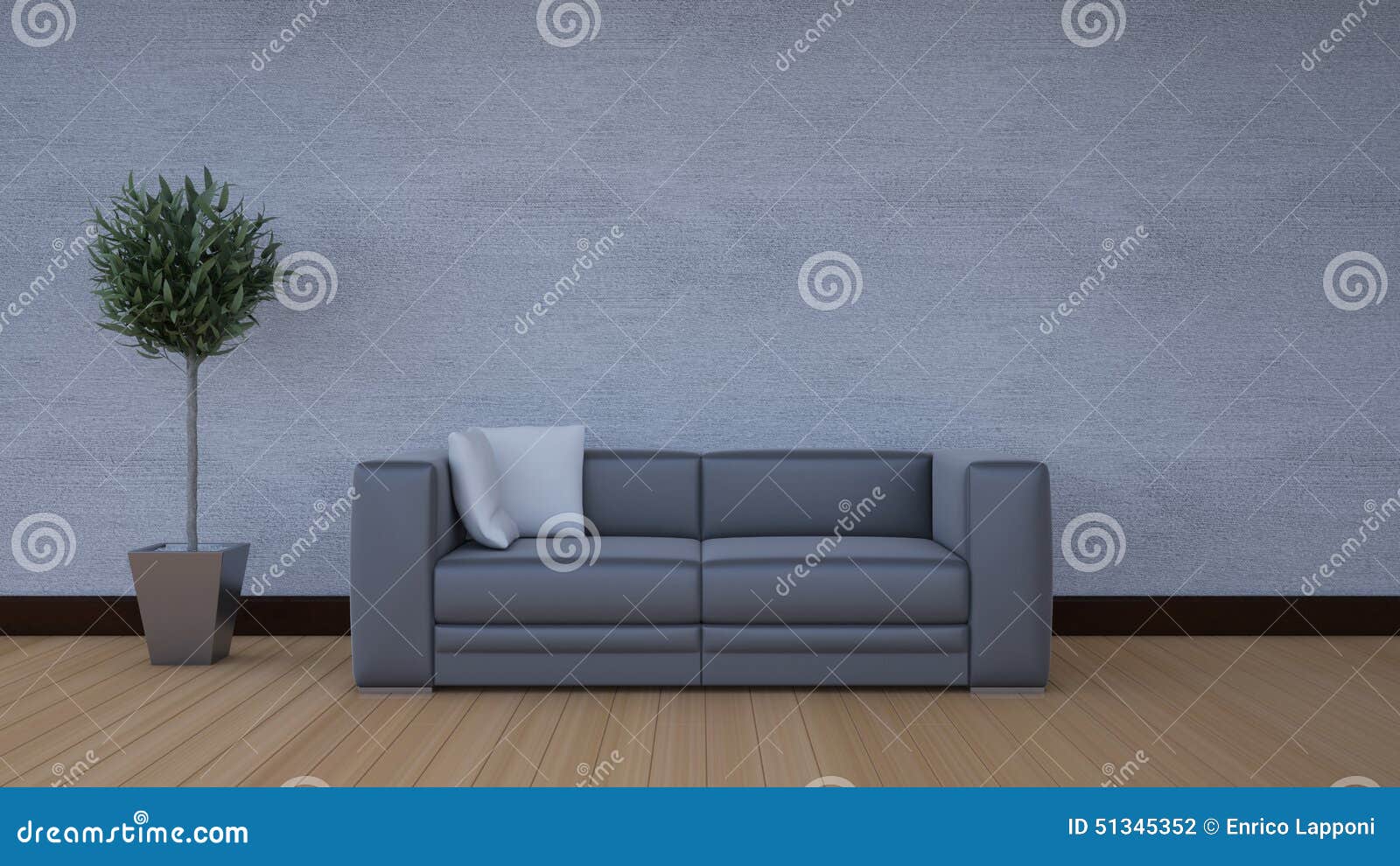 Front View of an Interior Rendering of a Living Room Stock Illustration ...