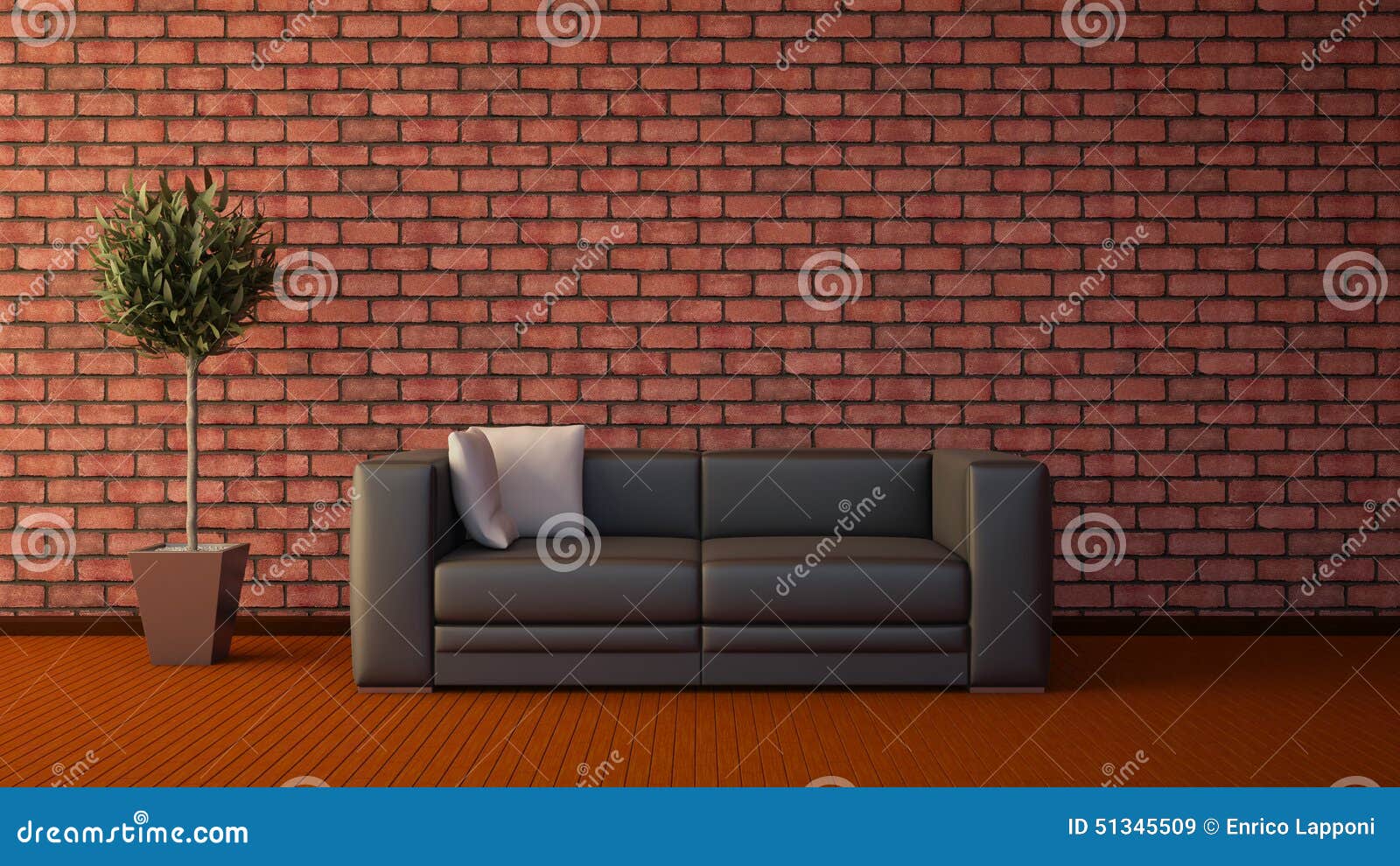 Front View of an Interior Rendering of a Living Room Stock Illustration ...