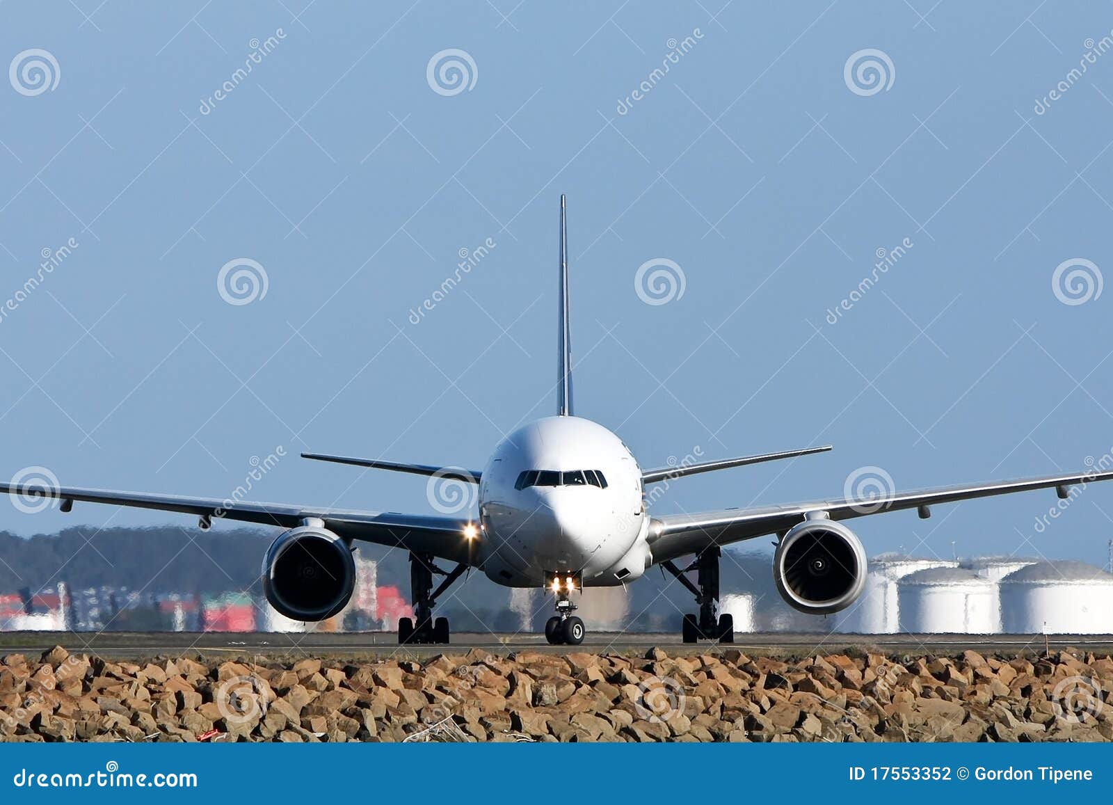 Front View of Jet Aircraft on Runway Stock Photo - Image of airport ...