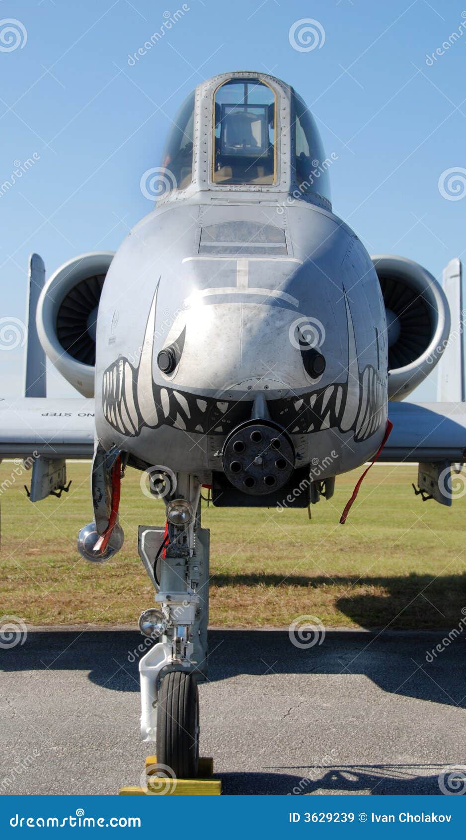 Front view of jet airplane stock image. Image of gear - 3629239