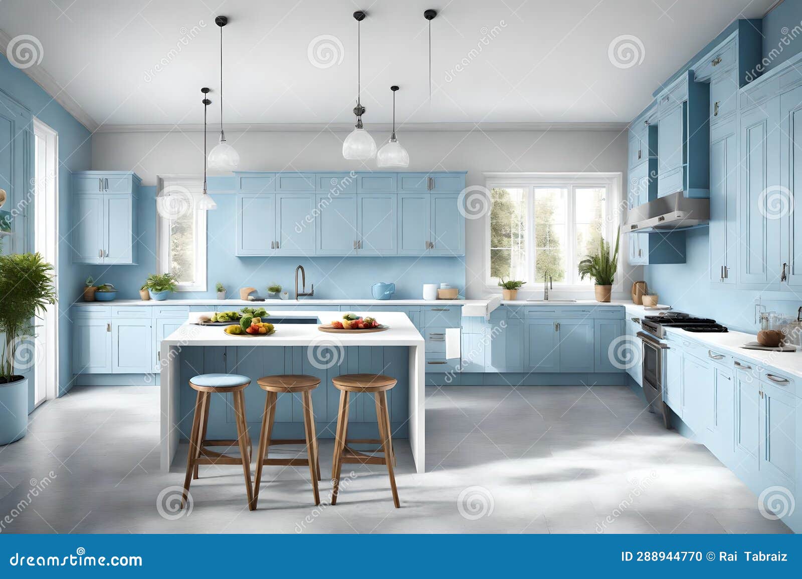 Front view of a kitchen stock illustration. Illustration of cabinetry ...