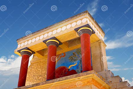 Front View of Knossos Palace and Its Columns, Cret Stock Photo - Image ...