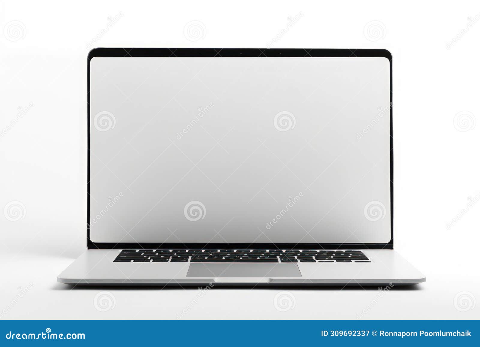 Front View of a Laptop with a Blank Screen on a White Background Stock ...