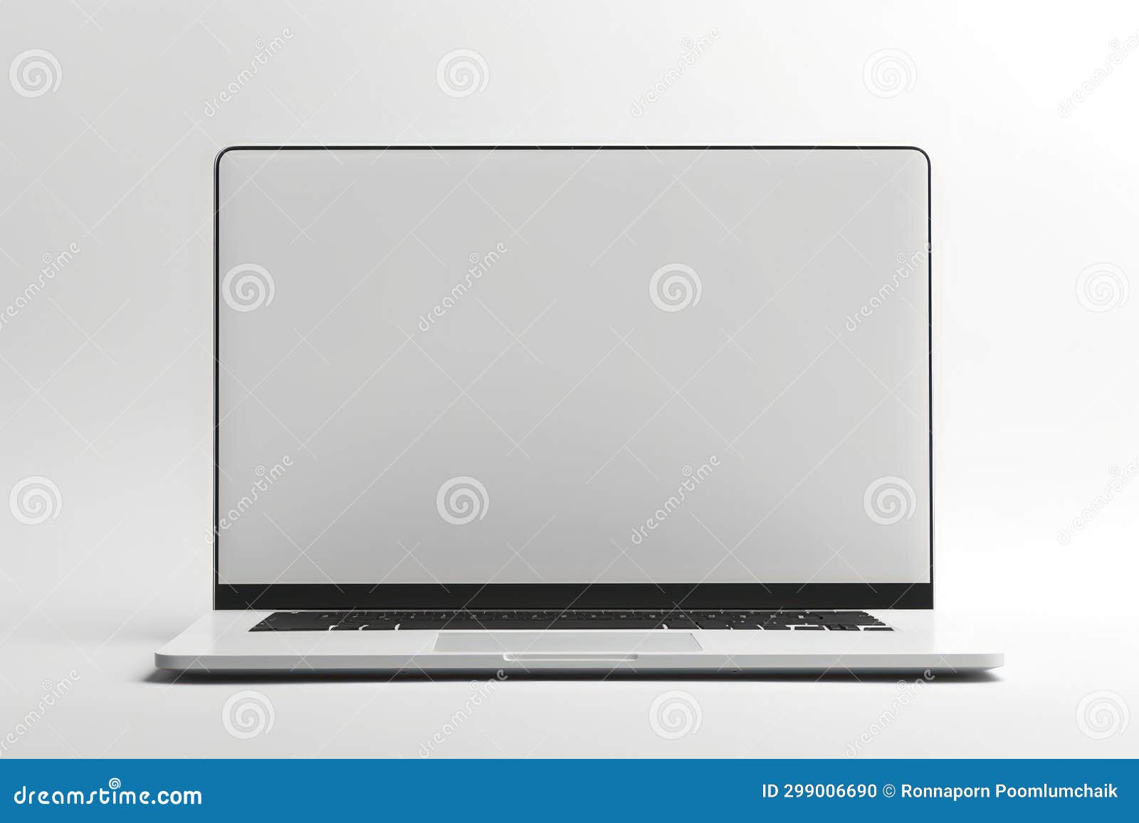 Front View of a Laptop with a Blank Screen on a White Background Stock ...