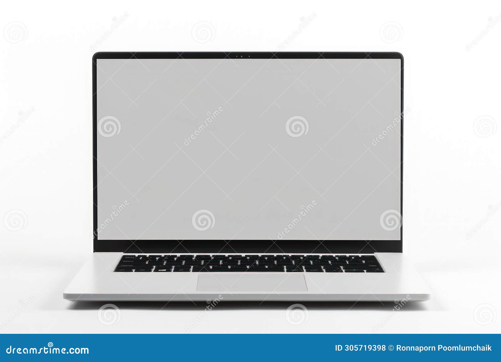 Front View of a Laptop with a Blank Screen on a White Background Stock ...