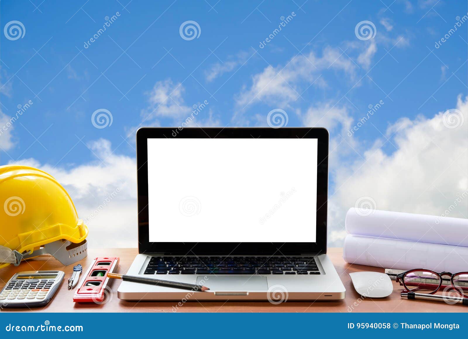 Front View of Laptop Computer Stock Photo - Image of modern, cell: 95940058