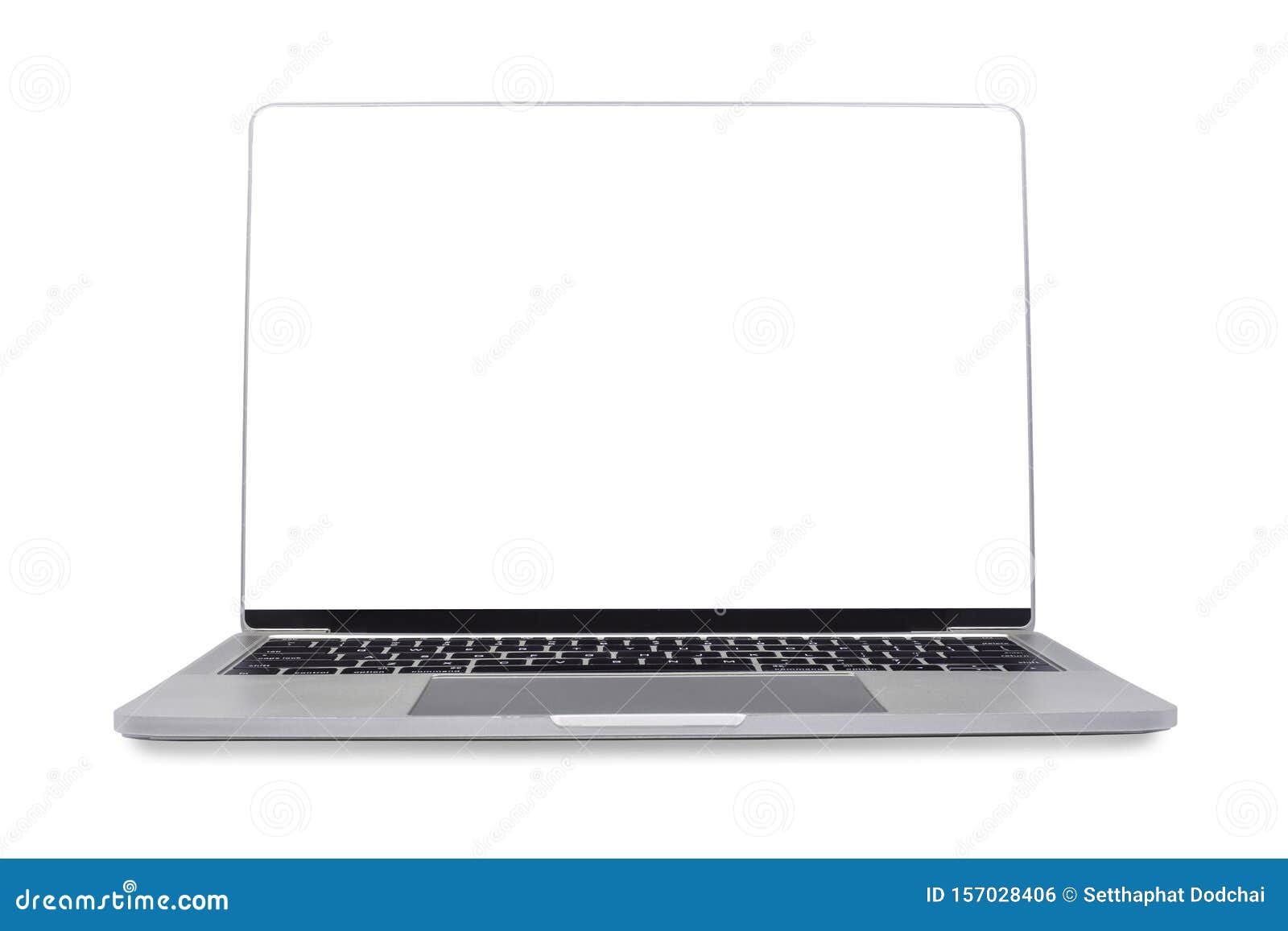 Front View, Laptop Computer Modern Thin Edge Slim Design, Blank Screen ...