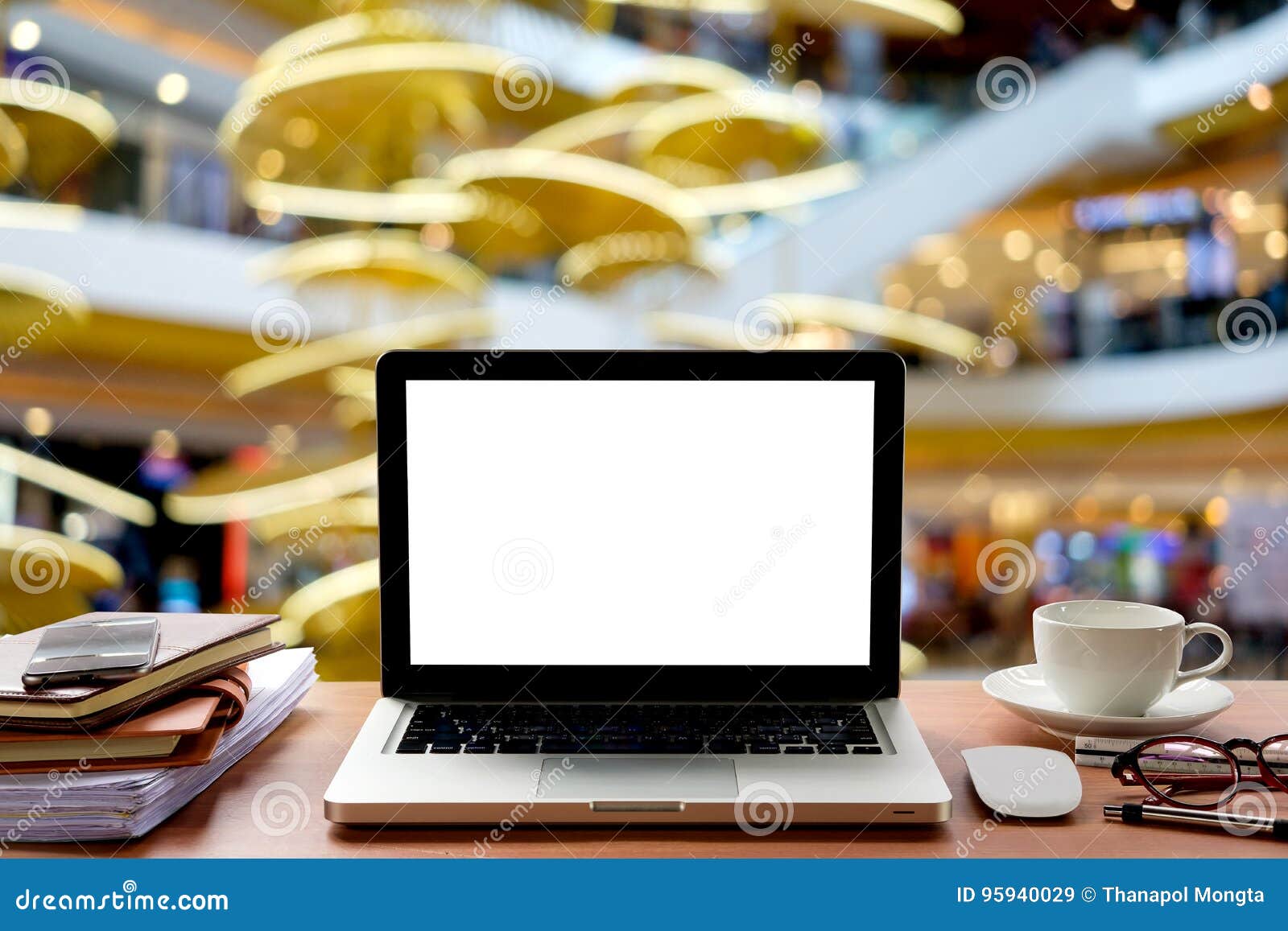 Front View of Laptop Computer Stock Image - Image of mountain ...