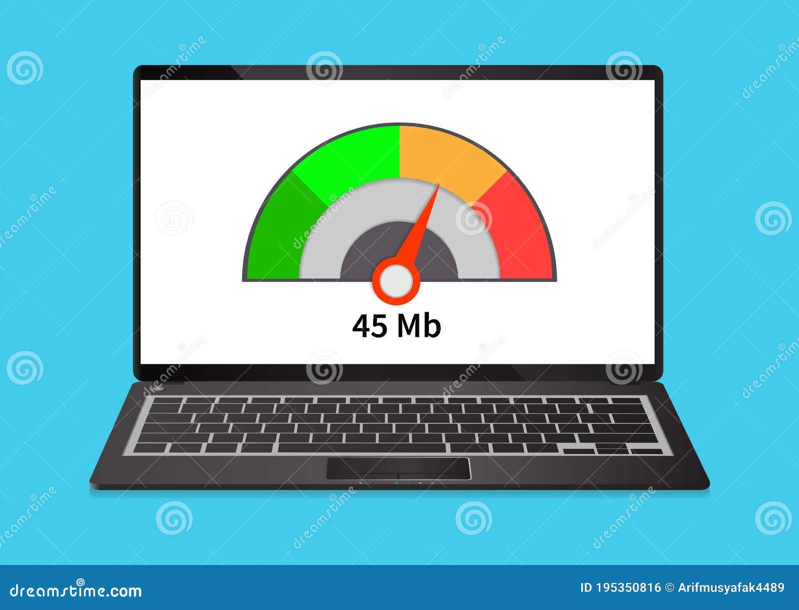 Front View of Laptop with Internet Speed Test on a Screen Stock Vector ...