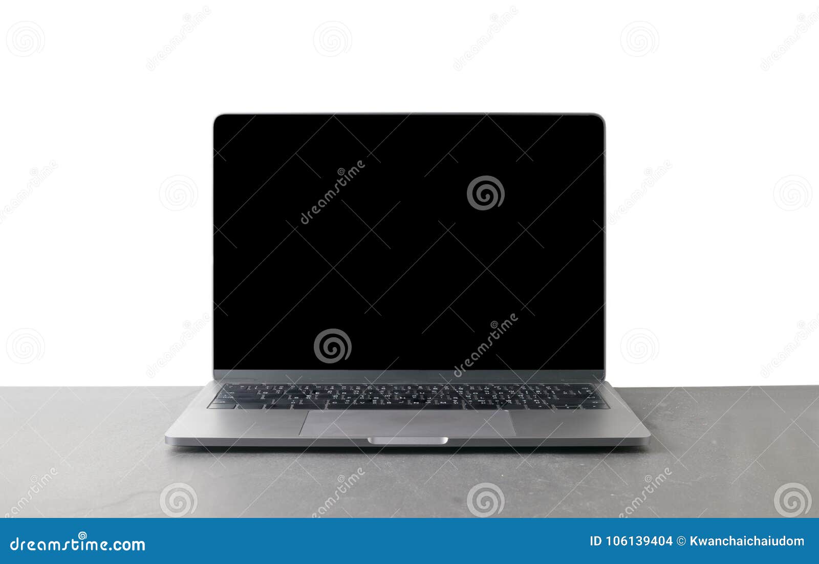 Front View of the Laptop is on the Work Table Stock Photo - Image of ...