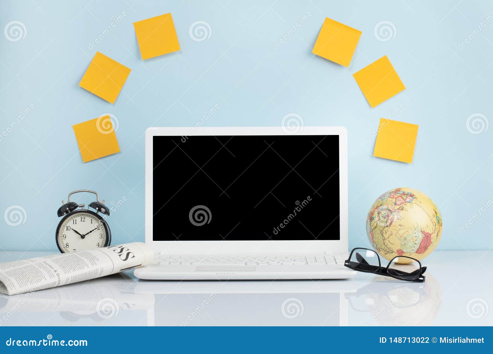 Front View of the Laptop is on the Work Table Stock Photo - Image of ...
