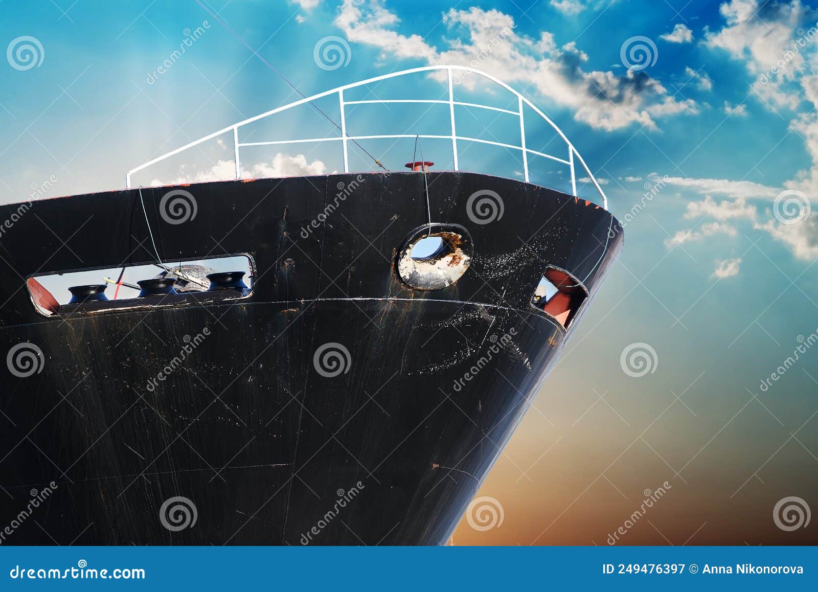 Front View of the Large Cargo Ship Bulbous Bow Stock Image - Image of ...