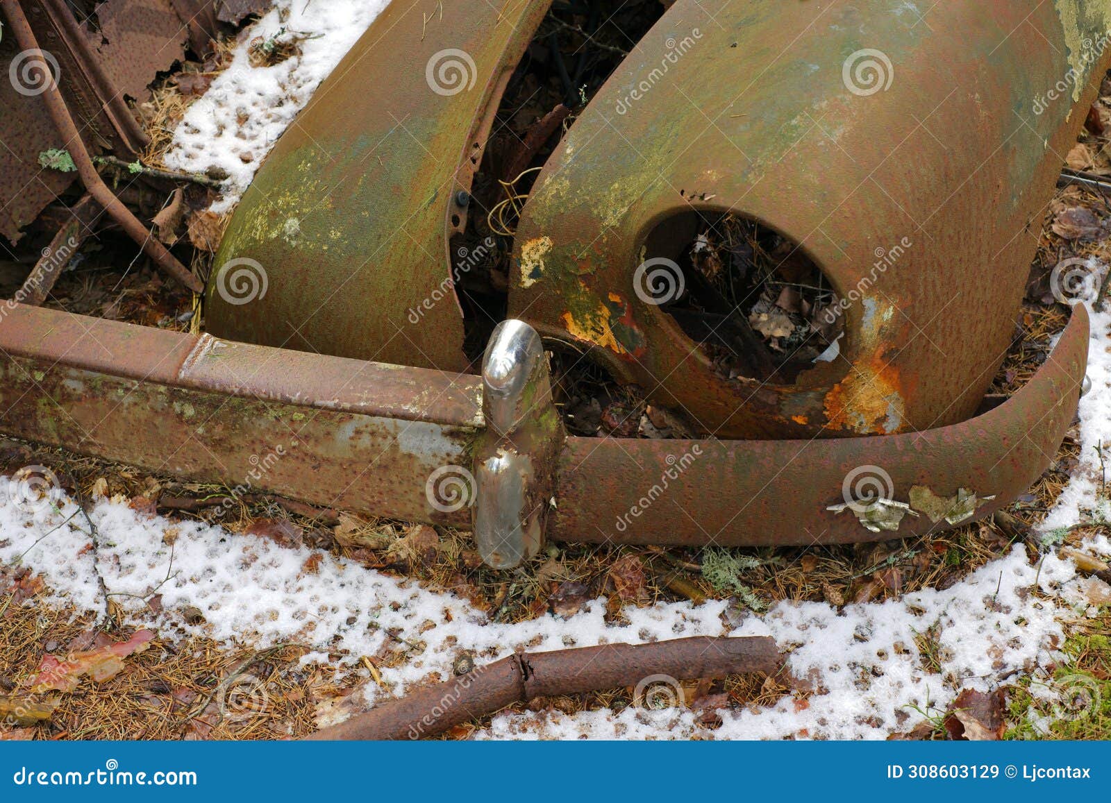 Front View, Left Side, with Bumper of Old Car Wreck Stock Image - Image ...
