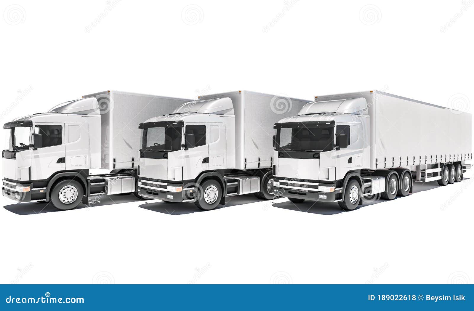 Front View of Lined Up Semi Trailer Trucks Stock Illustration ...