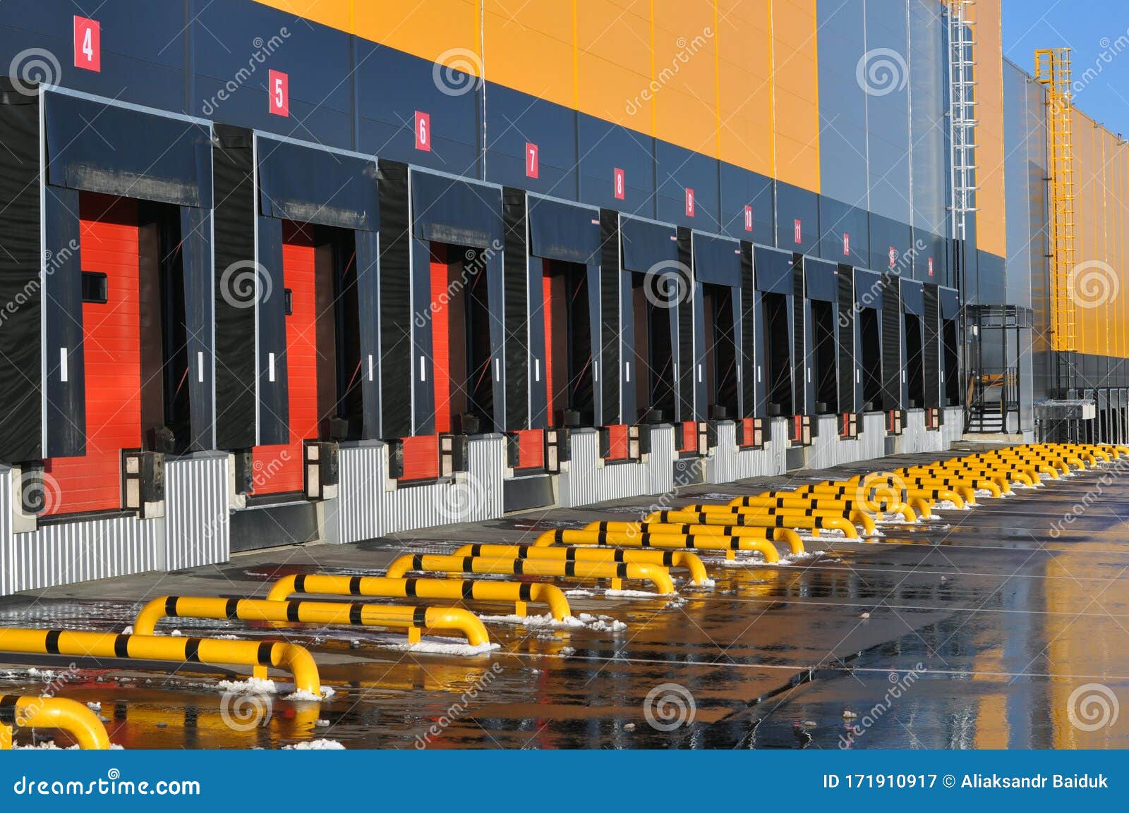 Front View of Loading Docks of a Modern Logistics Center. Stock Image ...