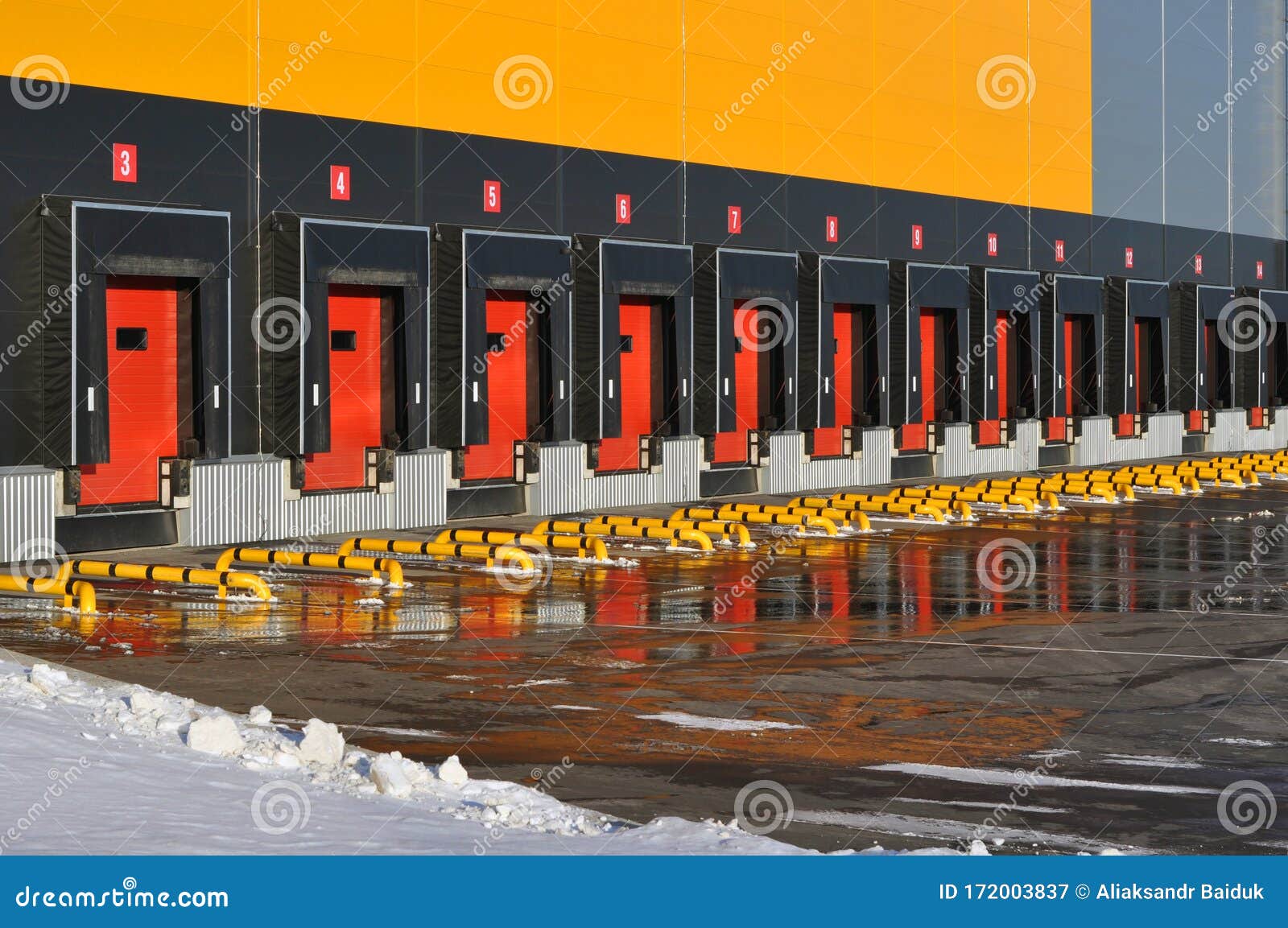 Front View of Loading Docks of a Modern Logistics Center. Stock Image ...