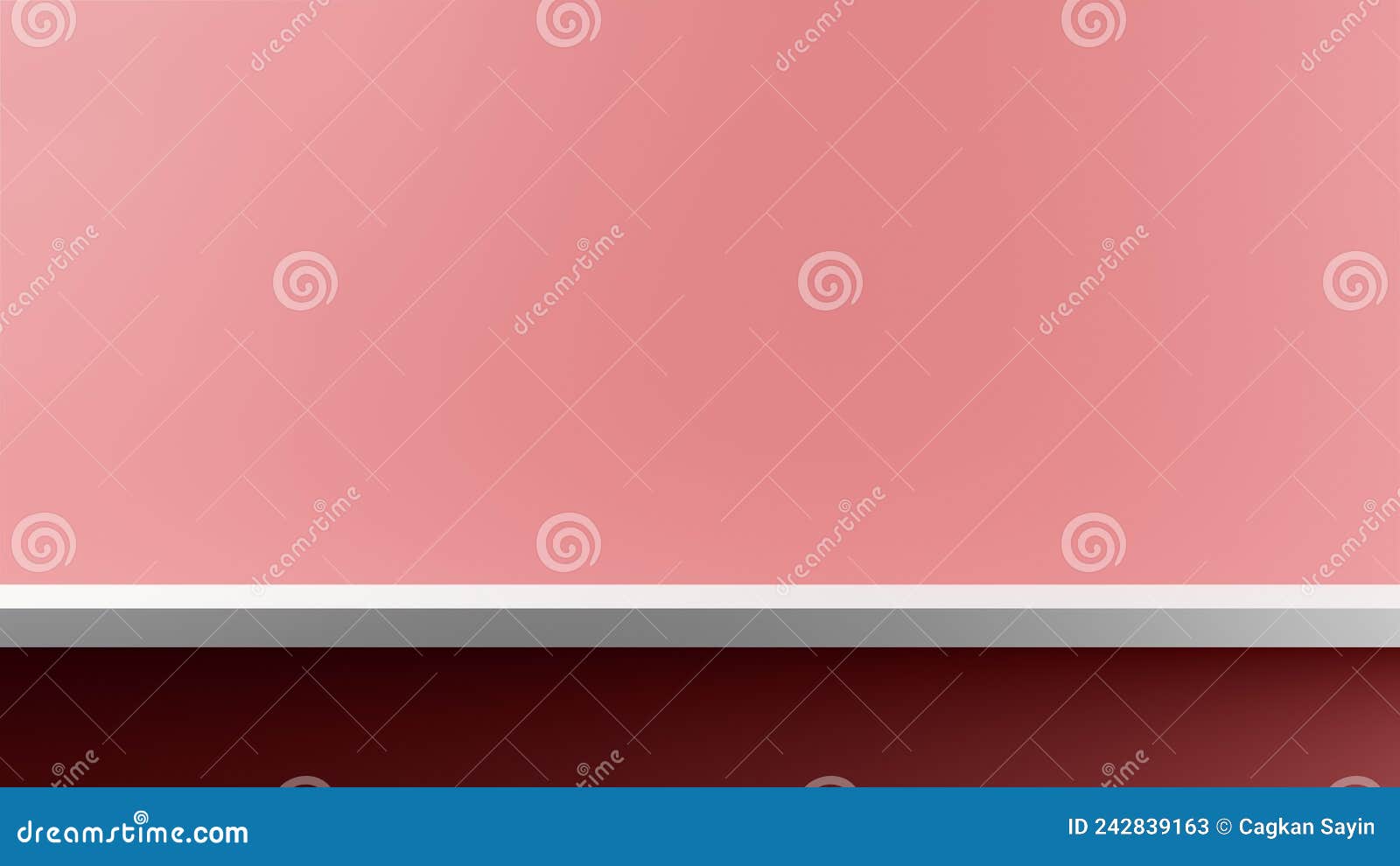 Front View of Long Empty White Shelf or Showcase Mounted on a Pink Wall ...